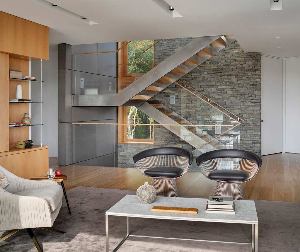 Stainless Steel, Wood, and Glass Staircase - Newport, RI - Modern Metal ...